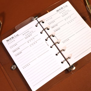 Movie Log, Film Journal on One Page | Planner Insert | A5, Half Letter ...