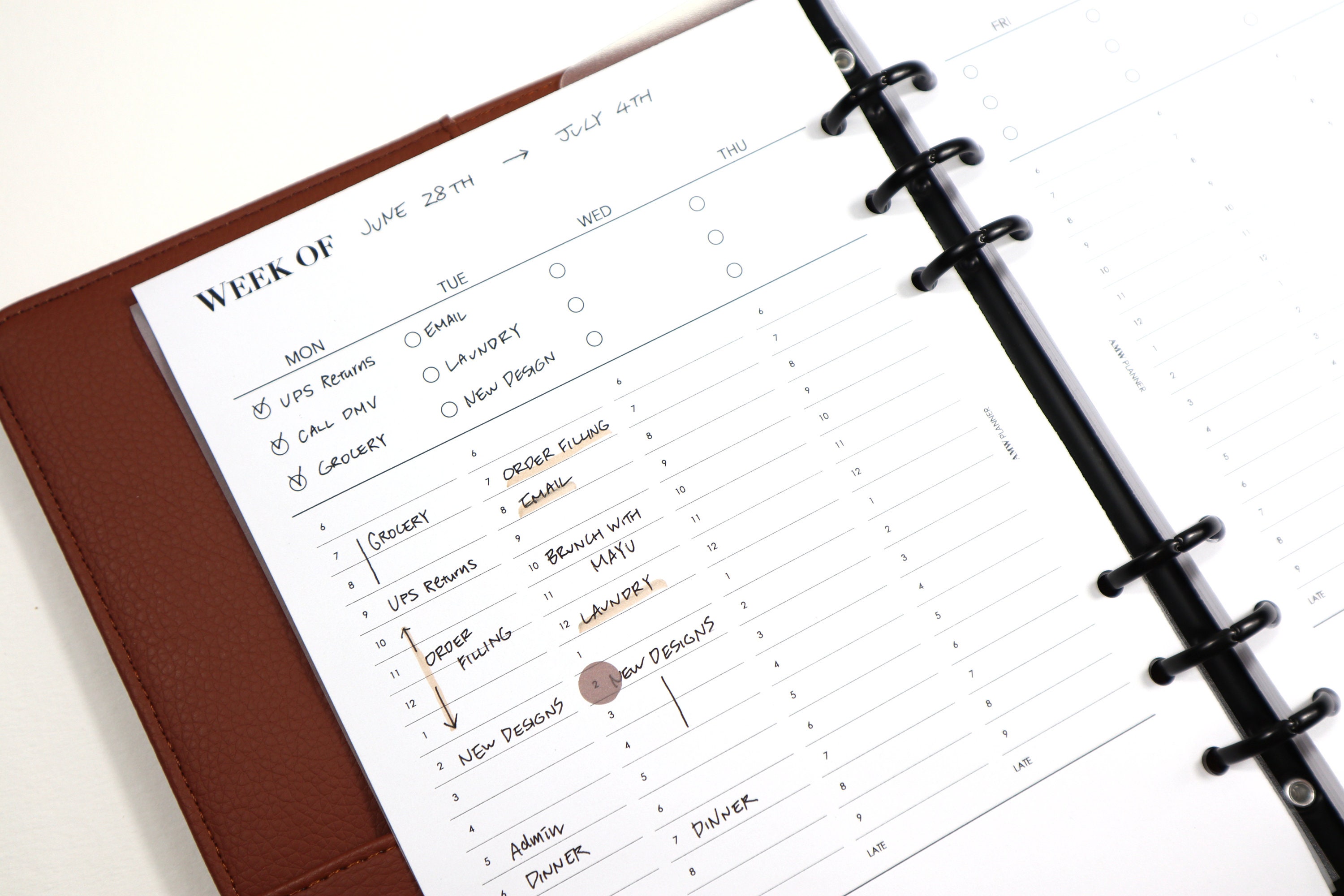 Weekly Planner Inserts Vertical Hourly Style Undated A5 - Etsy