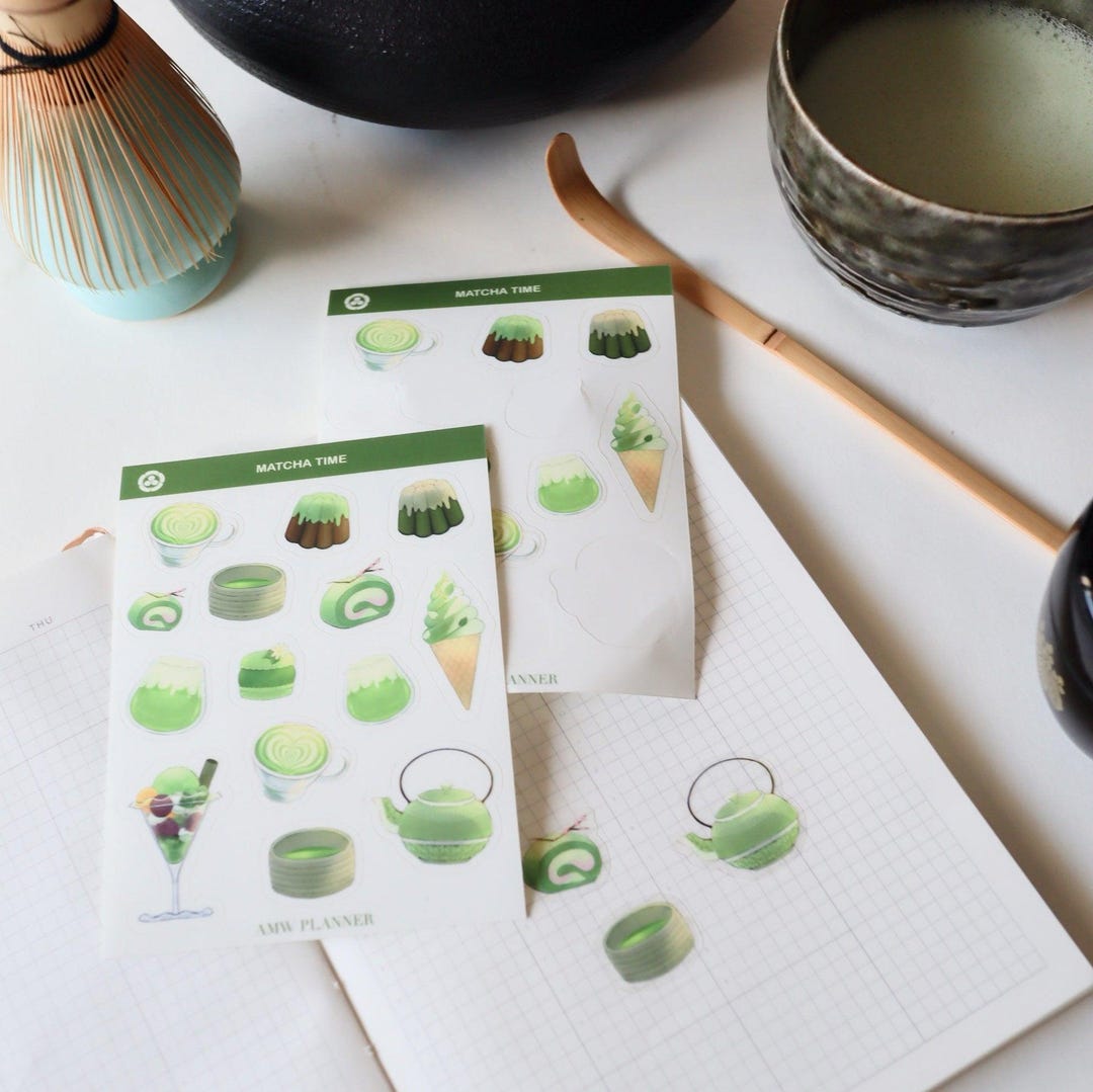 Matcha Time Sticker Sheet Transparent Cute Planner Stickers Clear Sticker Sheet - Etsy