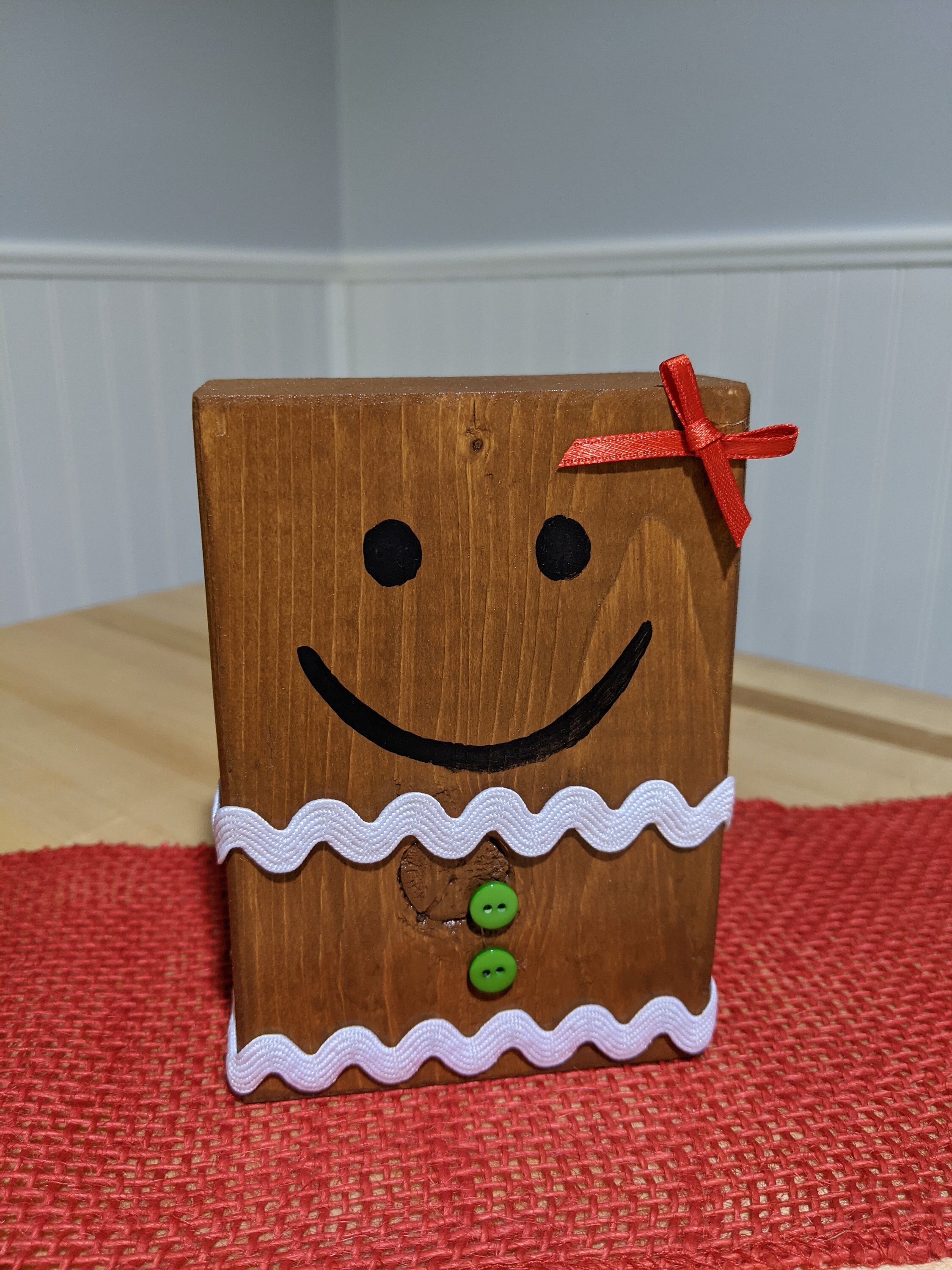Wood Block Gingerbread Family, Wooden Gingerbread Man Shelf Decor - Etsy