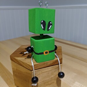 Green Wood Alien Block Friend Shelf Sitting Alien Decor - Etsy