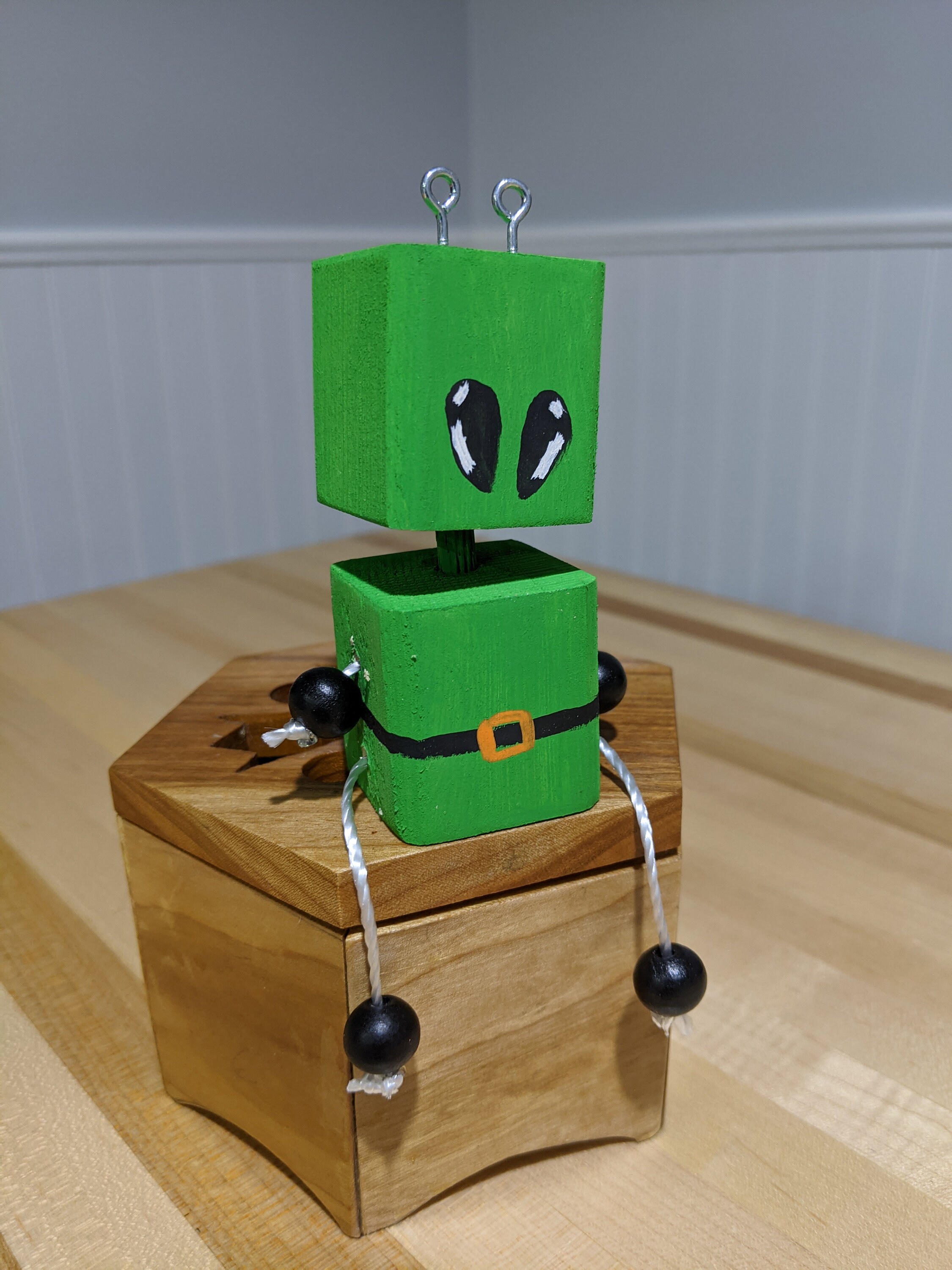 Green Wood Alien Block Friend Shelf Sitting Alien Decor - Etsy