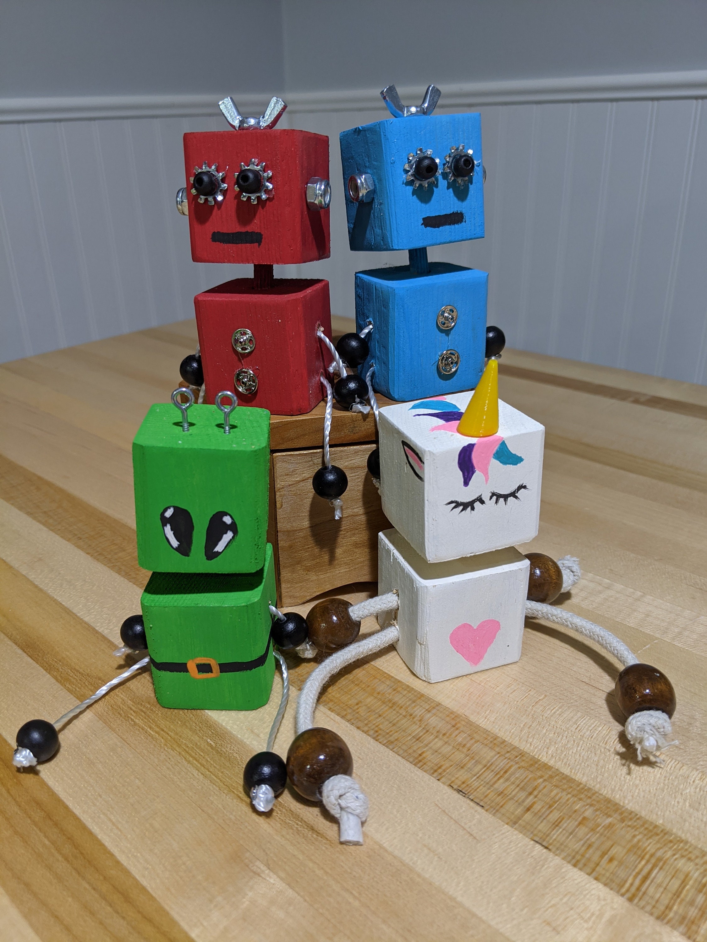 Green Wood Alien Block Friend Shelf Sitting Alien Decor - Etsy