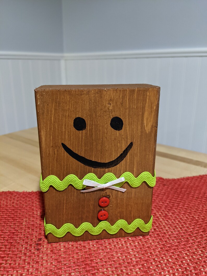 Wood Block Gingerbread Family, Wooden Gingerbread Man Shelf Decor - Etsy