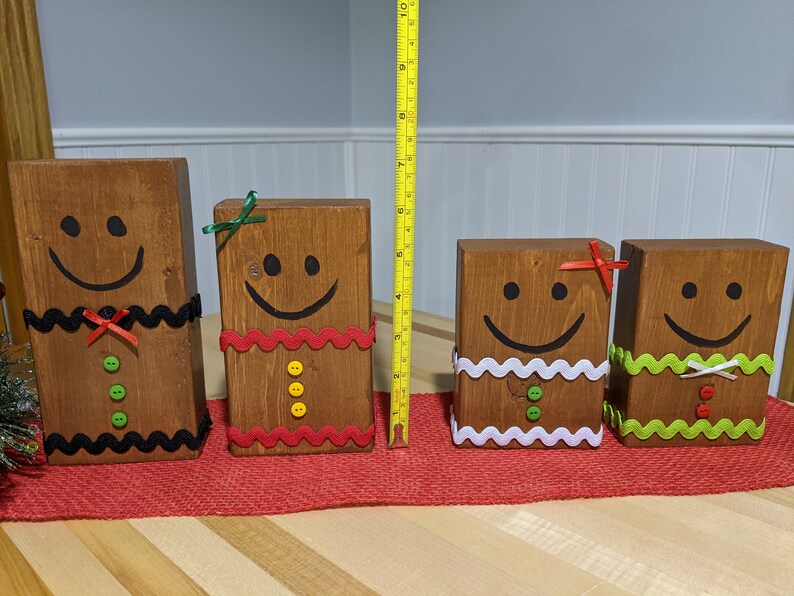 Wood Block Gingerbread Family, Wooden Gingerbread Man Shelf Decor - Etsy