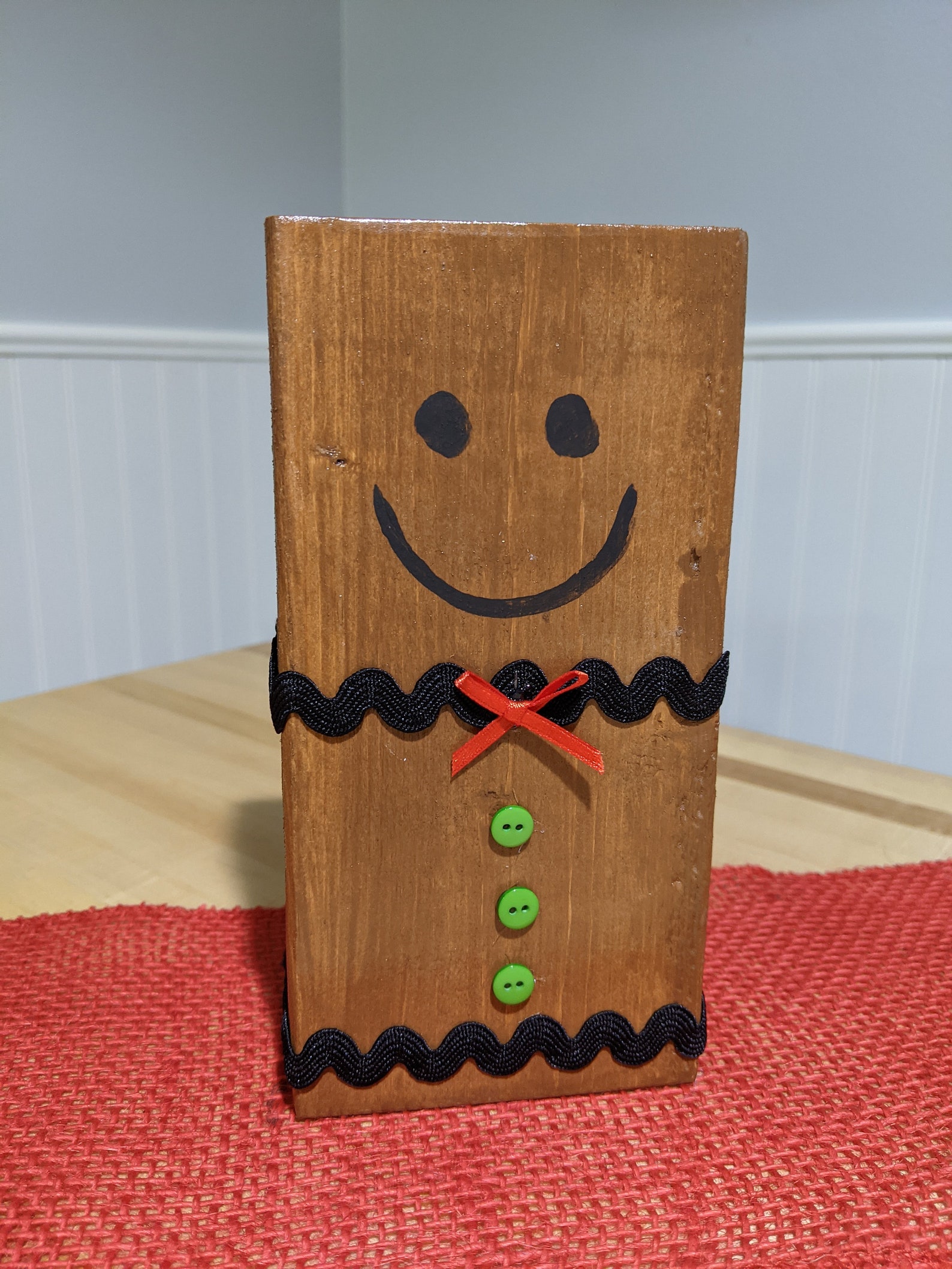 Wood Block Gingerbread Family, Wooden Gingerbread Man Shelf Decor - Etsy