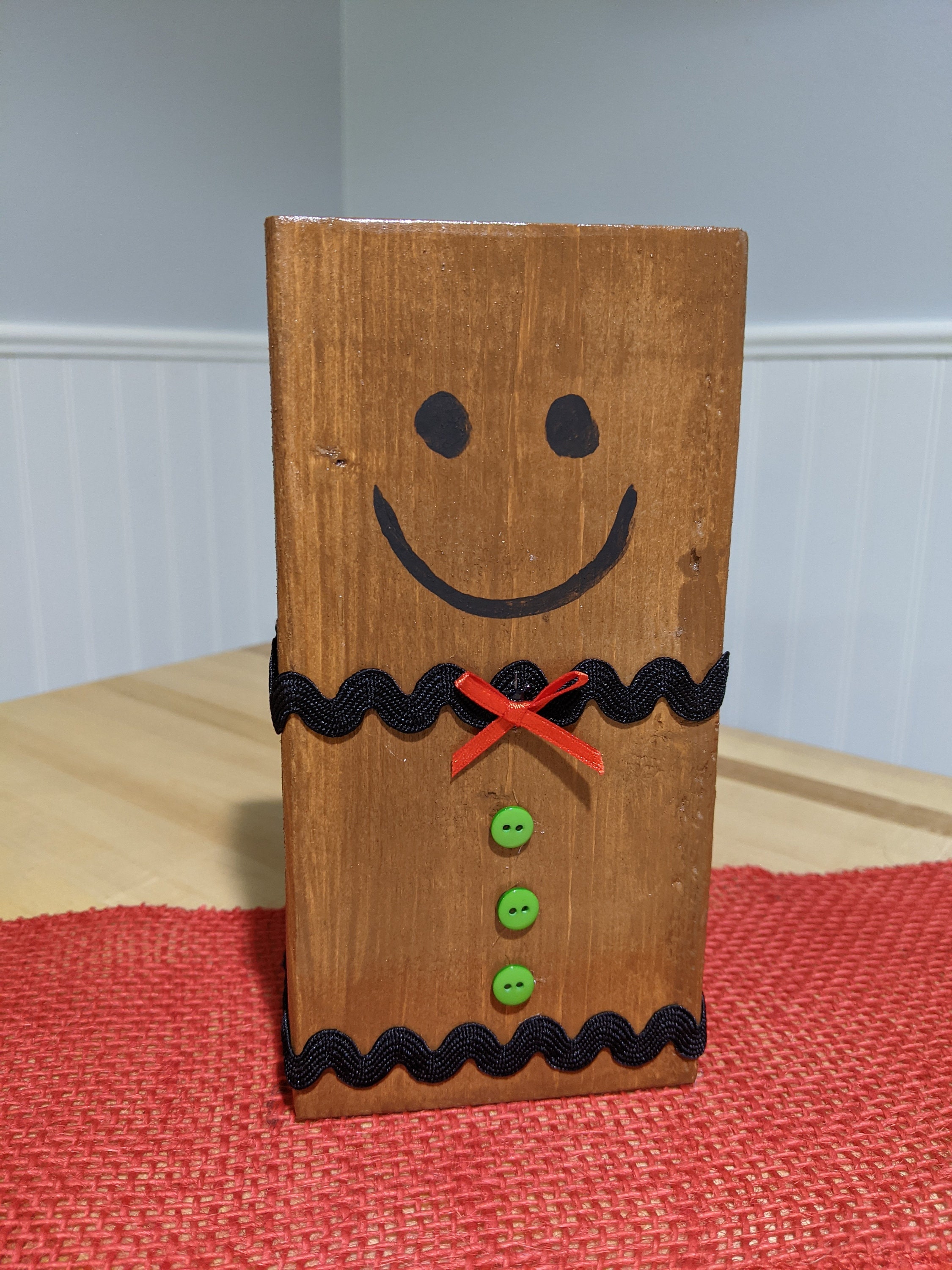 Wood Block Gingerbread Family, Wooden Gingerbread Man Shelf Decor - Etsy