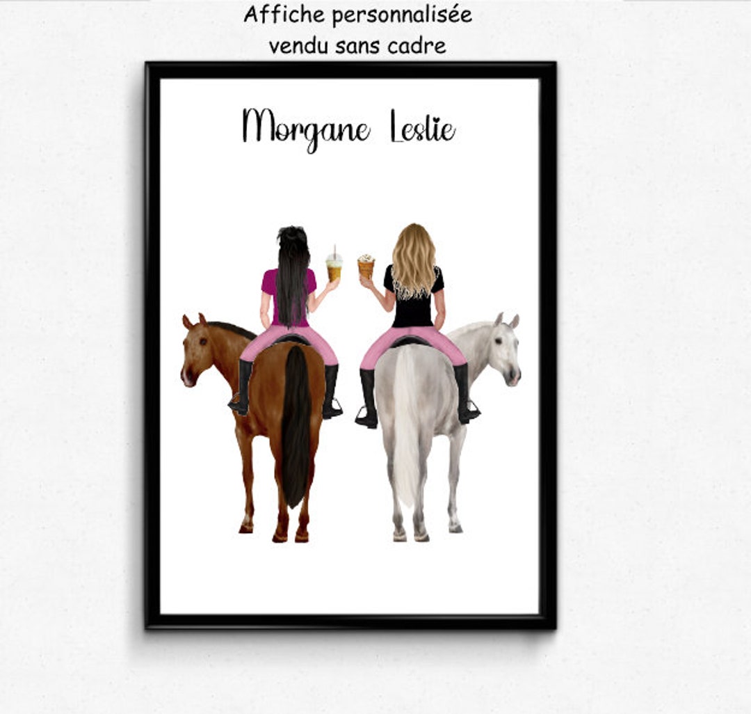 Affiche personnalisée cavalière cheval cadeau cavalière cavalier ...