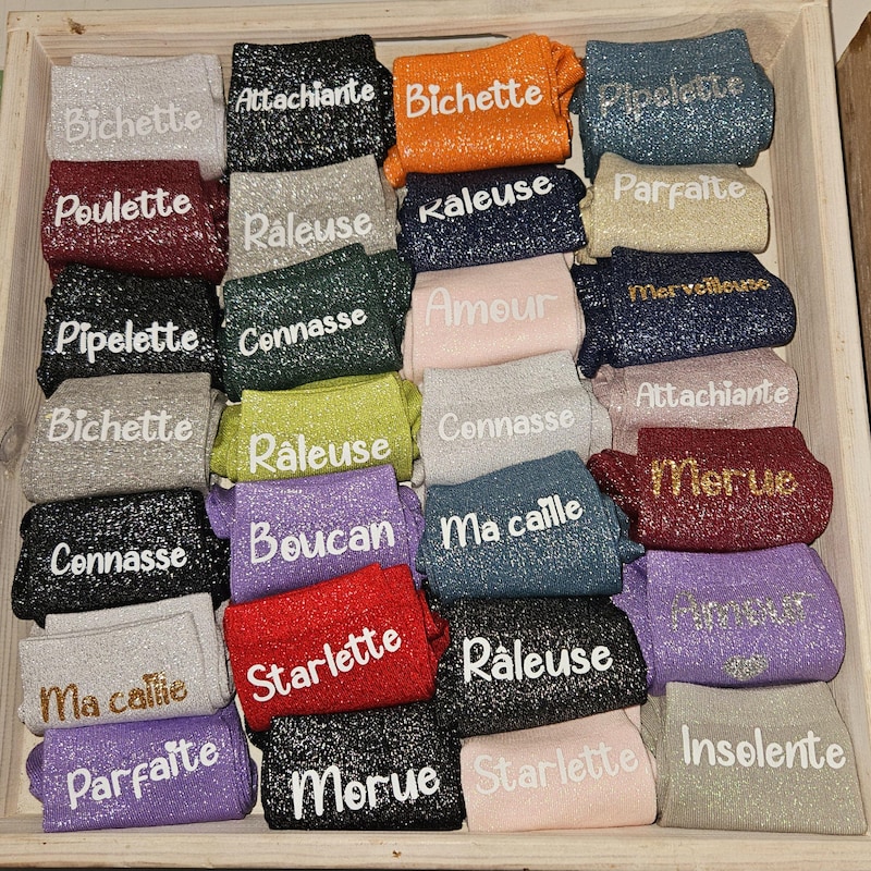 Chaussettes paillettes personnalisées - Etsy France