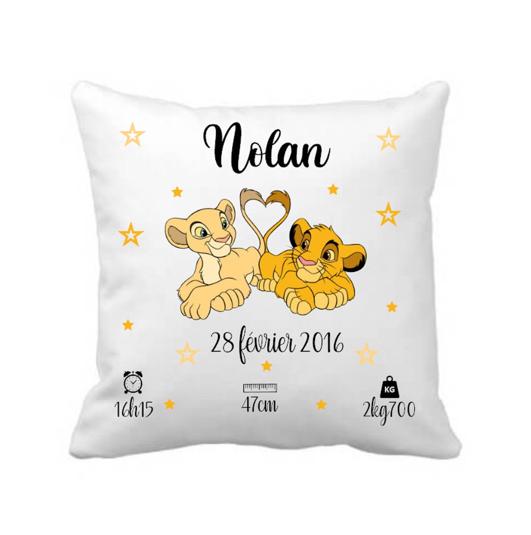 Personalized Lion King Simba / Nala Cushion Birth Gift Customizable ...
