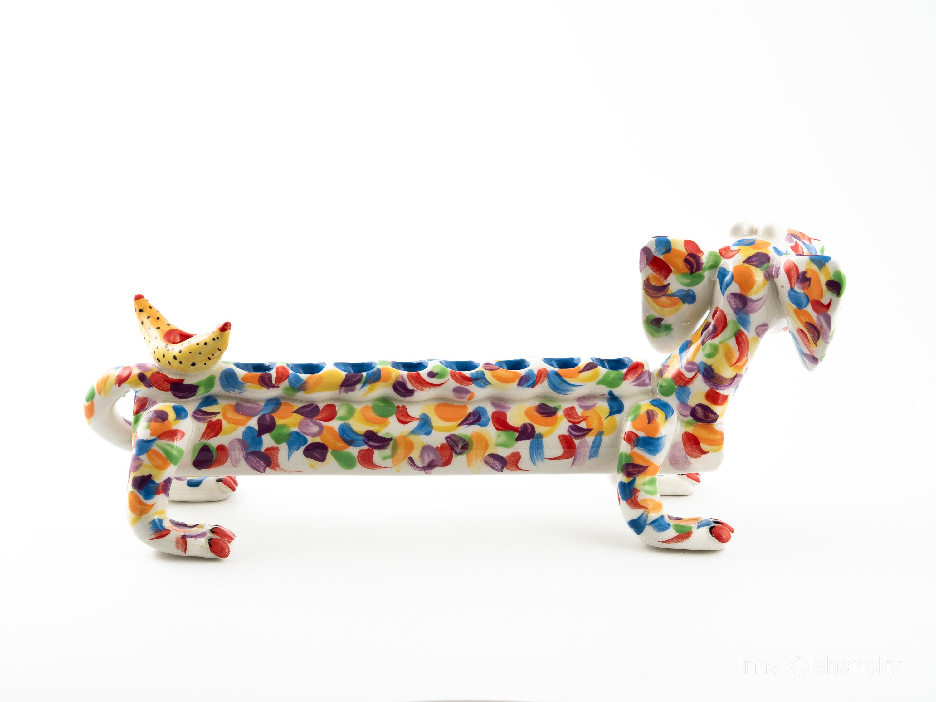 Hanukkah Kids Original Ceramic Funny Colorful Dog Menorah , Handmade ...