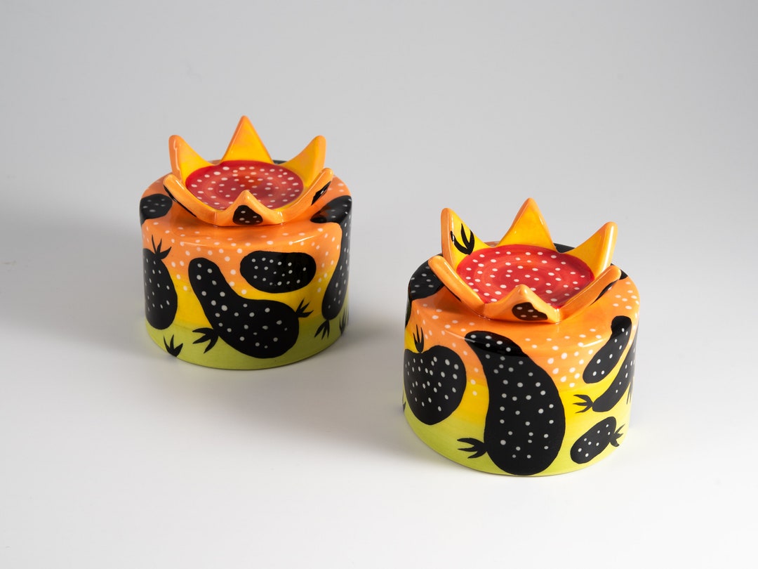 Set of 2 Ceramic Tea Light Holders, Colorful Candlesticks, Handmade ...