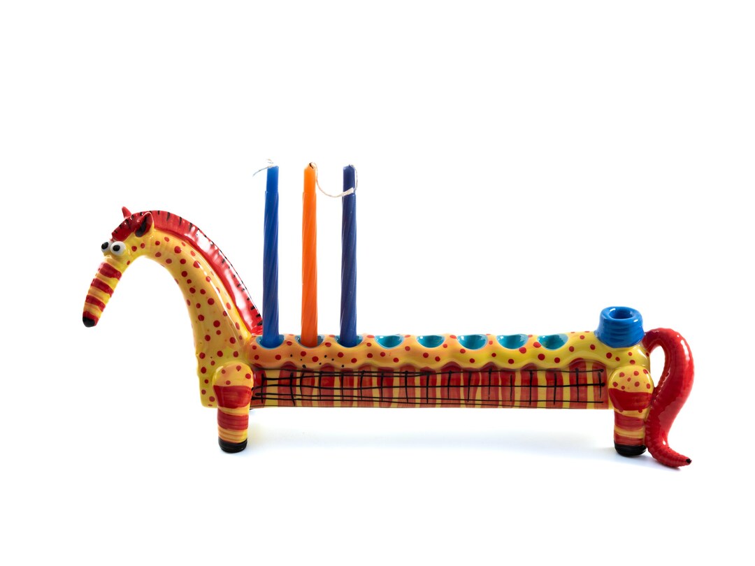 Ceramic Horse Menorah Hanukkah Kids - Israeli Gift Jewish Holiday ...