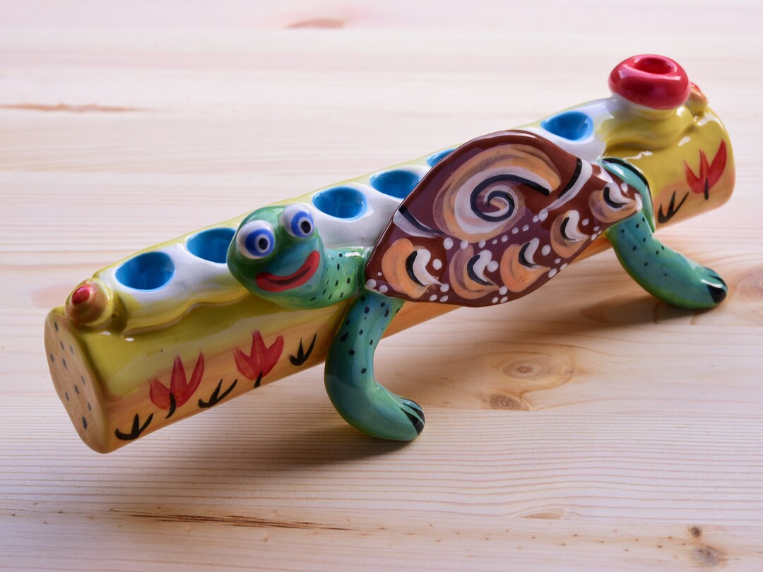 Hanukkah Original Ceramic Cute Turtle Menorah Hanukkah, Handmade ...