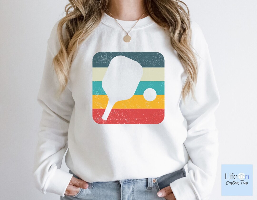 Pickleball Sweatshirt, Retro Pickleball Paddle Shirt, Pickleball Gift ...