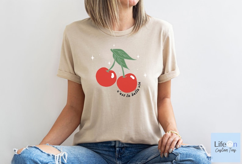Cherry Shirt, Retro Cherries Tshirt, French Quote T-shirt, French ...