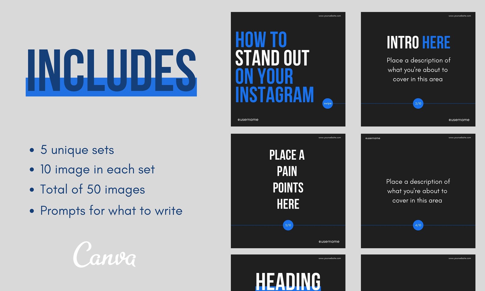 Instagram Carousel Post Template Canva Templates Social Etsy