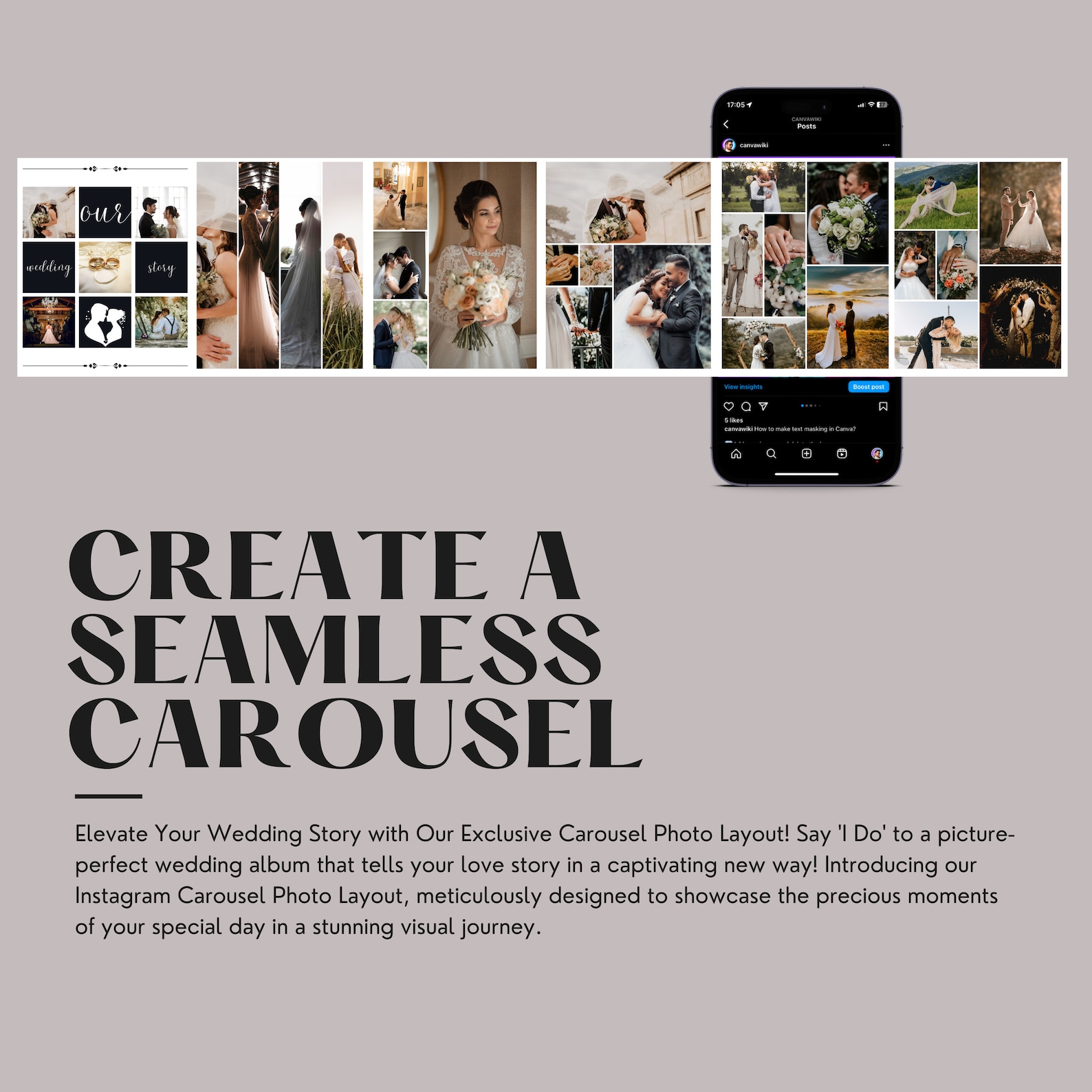 Wedding Canva Instagram Carousel Templates IG Wedding Post Wedding ...