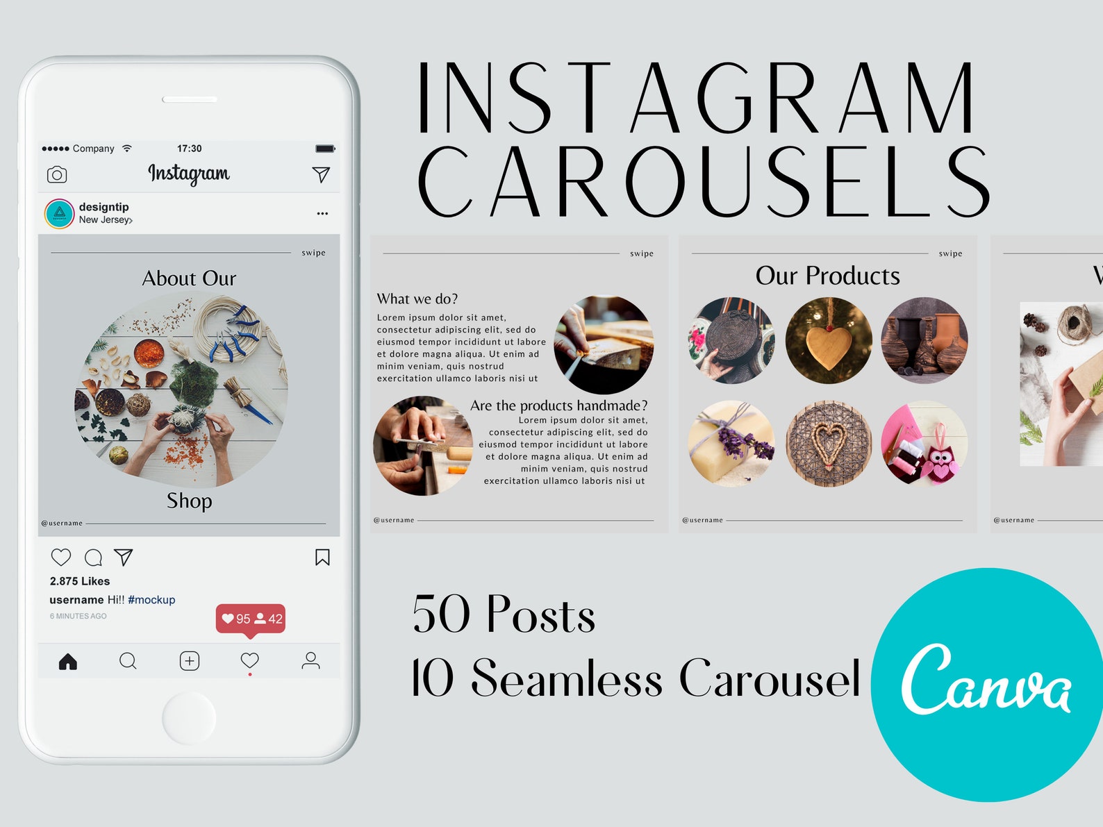 Instagram Carousel Post Template Canva Templates Social Etsy