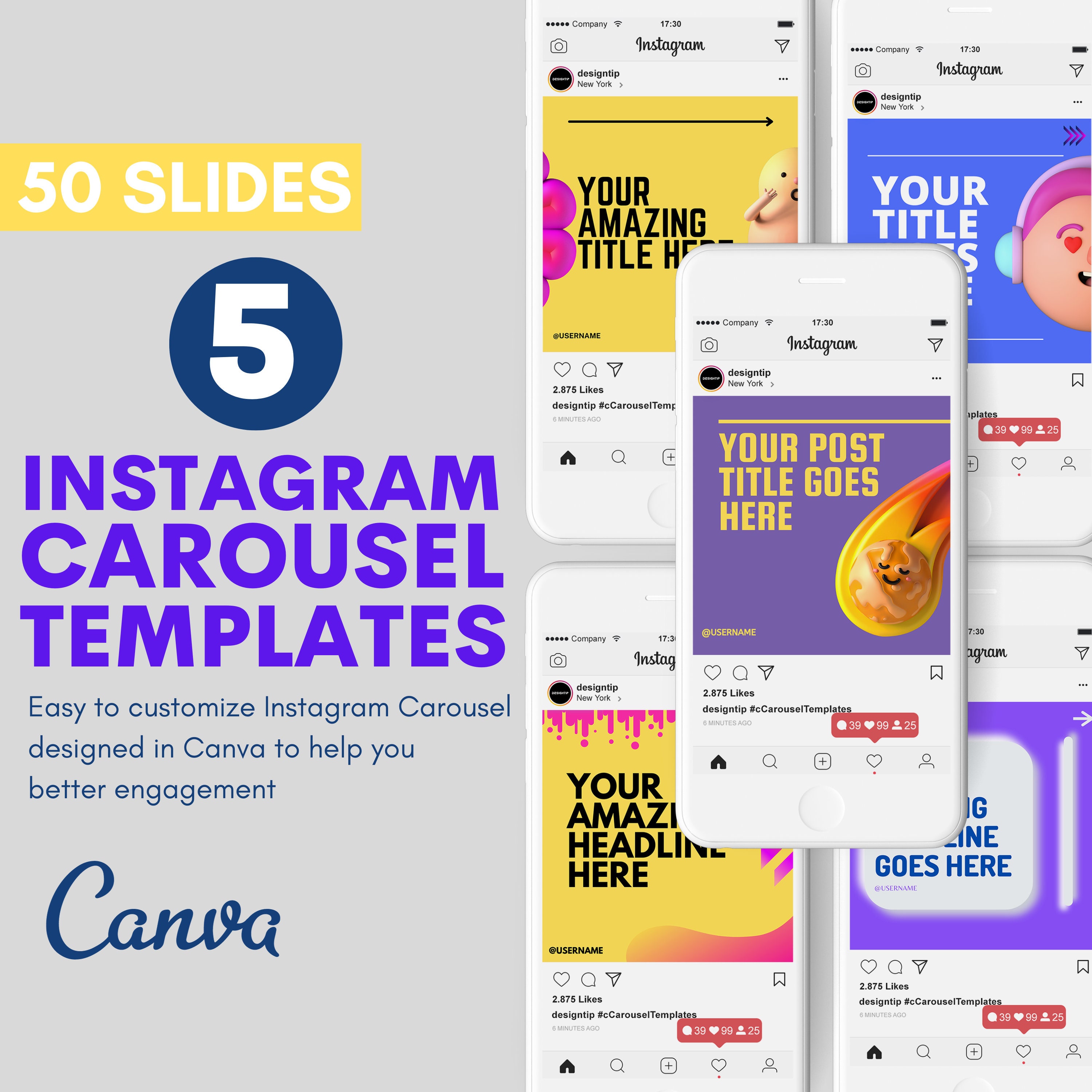 Instagram Carousel Templates Canva IG Carousels Posts IG Slider ...
