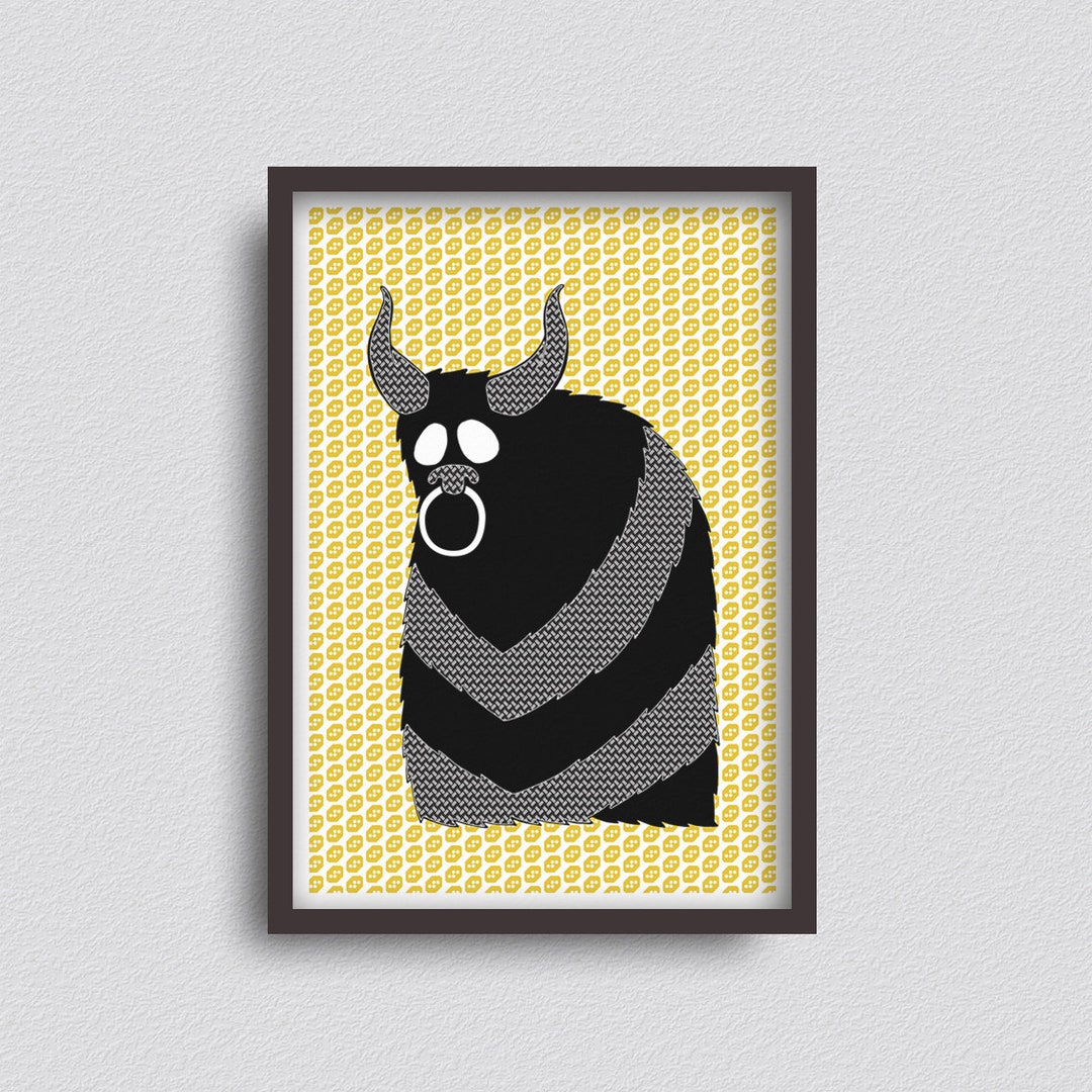 Abominable Yak - Dark Yellow - A3 Giclée Print - Wall Art - Surrealist ...