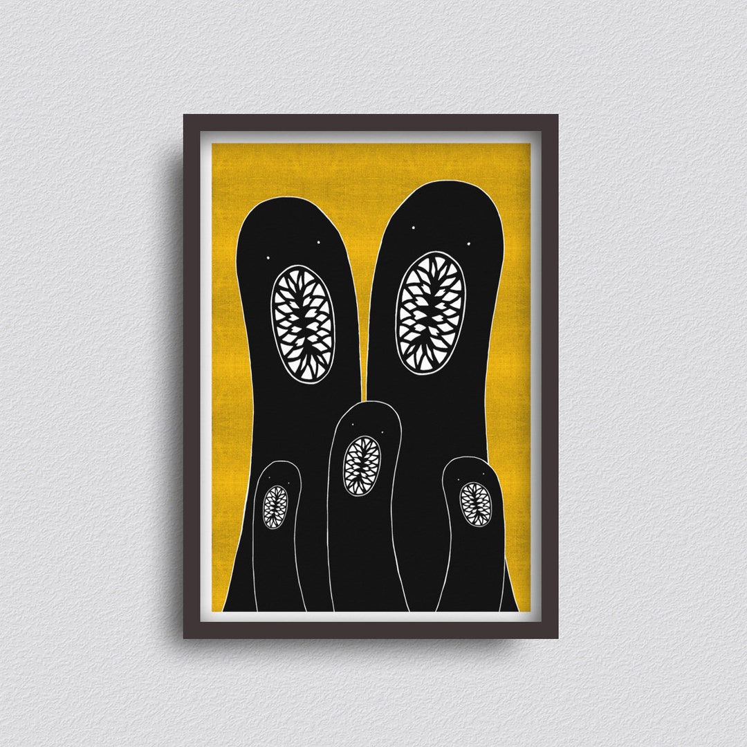 The Lampreys - Orange - A4 A3 A2 Giclée Print - Wall Art - Surrealist ...