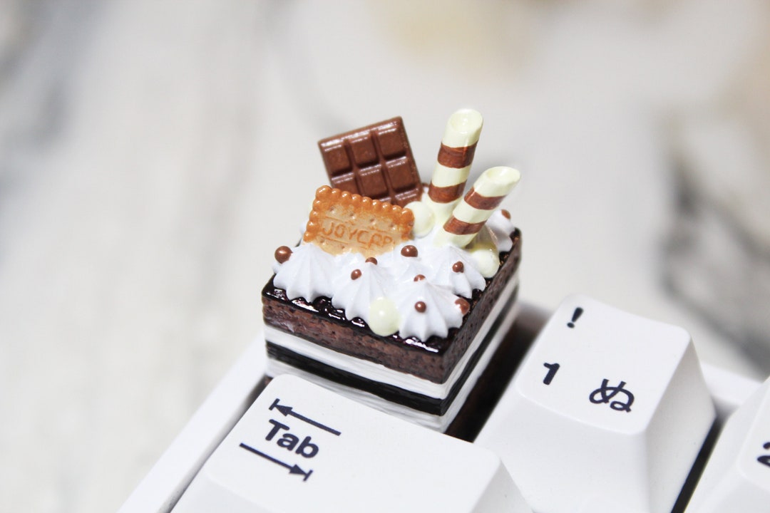 Chocolate Cake Dessert Artisan Keycap | Cute Miniature Food Key for ...