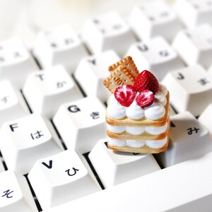 Strawberry Shortbread Cake Dessert Artisan Keycap | Cute Miniature Food ...