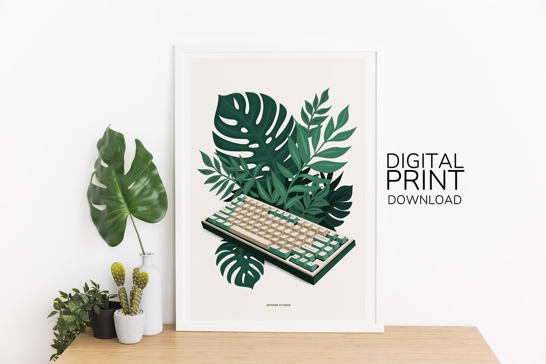 Monstera Mechanical Keyboard Digital Art Print - Etsy
