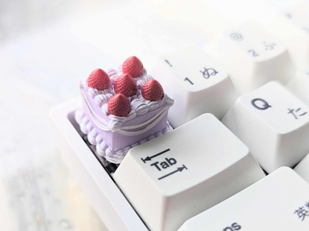 Strawberry Cake Dessert Artisan Keycap Cute Miniature Food Key for ...