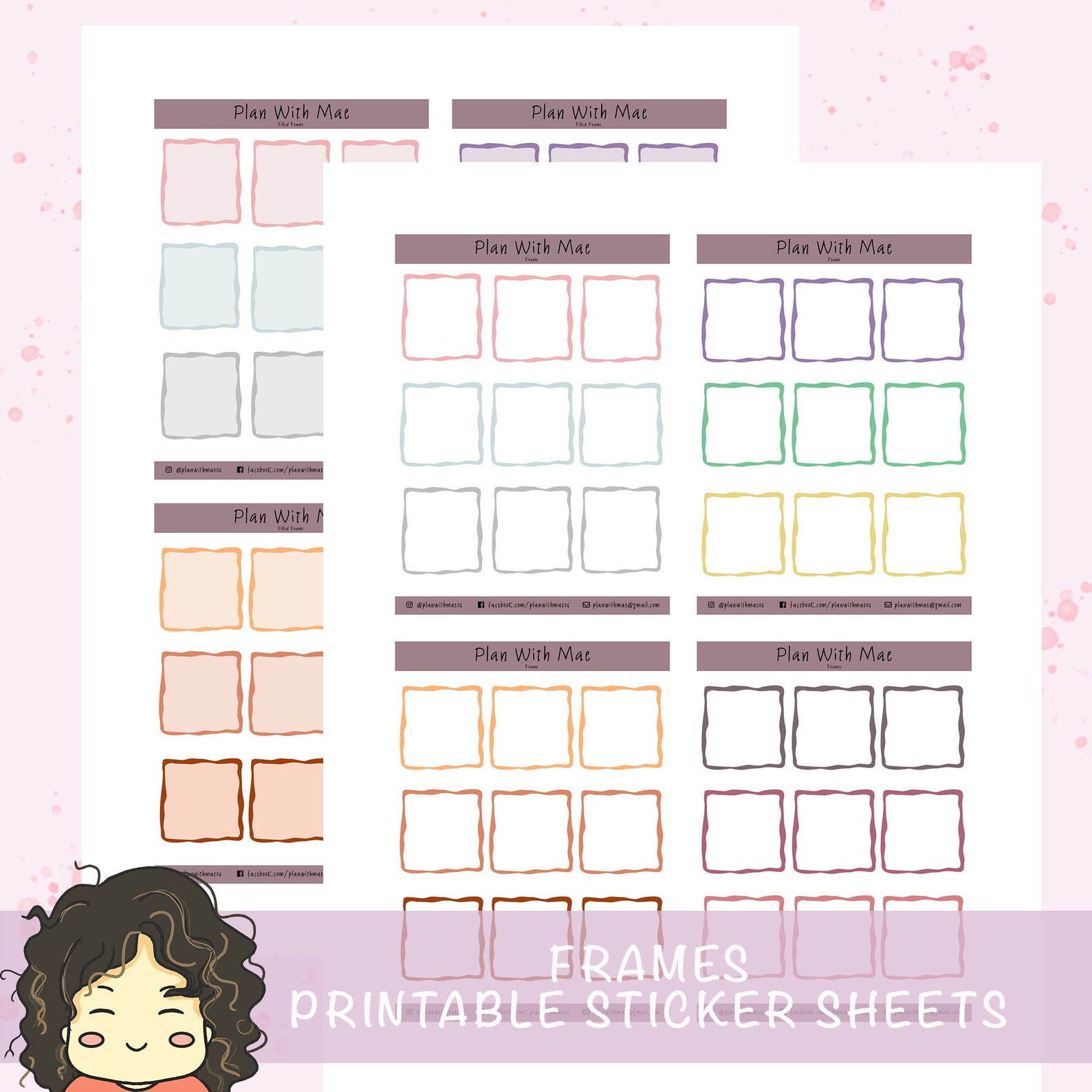 Printable Sticker Sheet Frame Stickers Box Sticker | Etsy