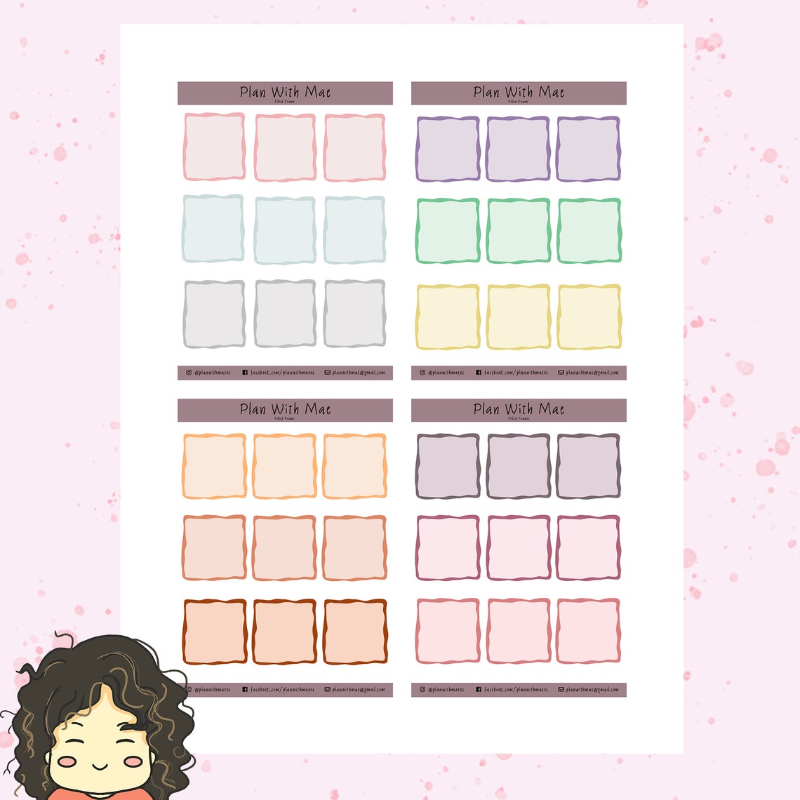 Printable Sticker Sheet Frame Stickers Box Sticker | Etsy