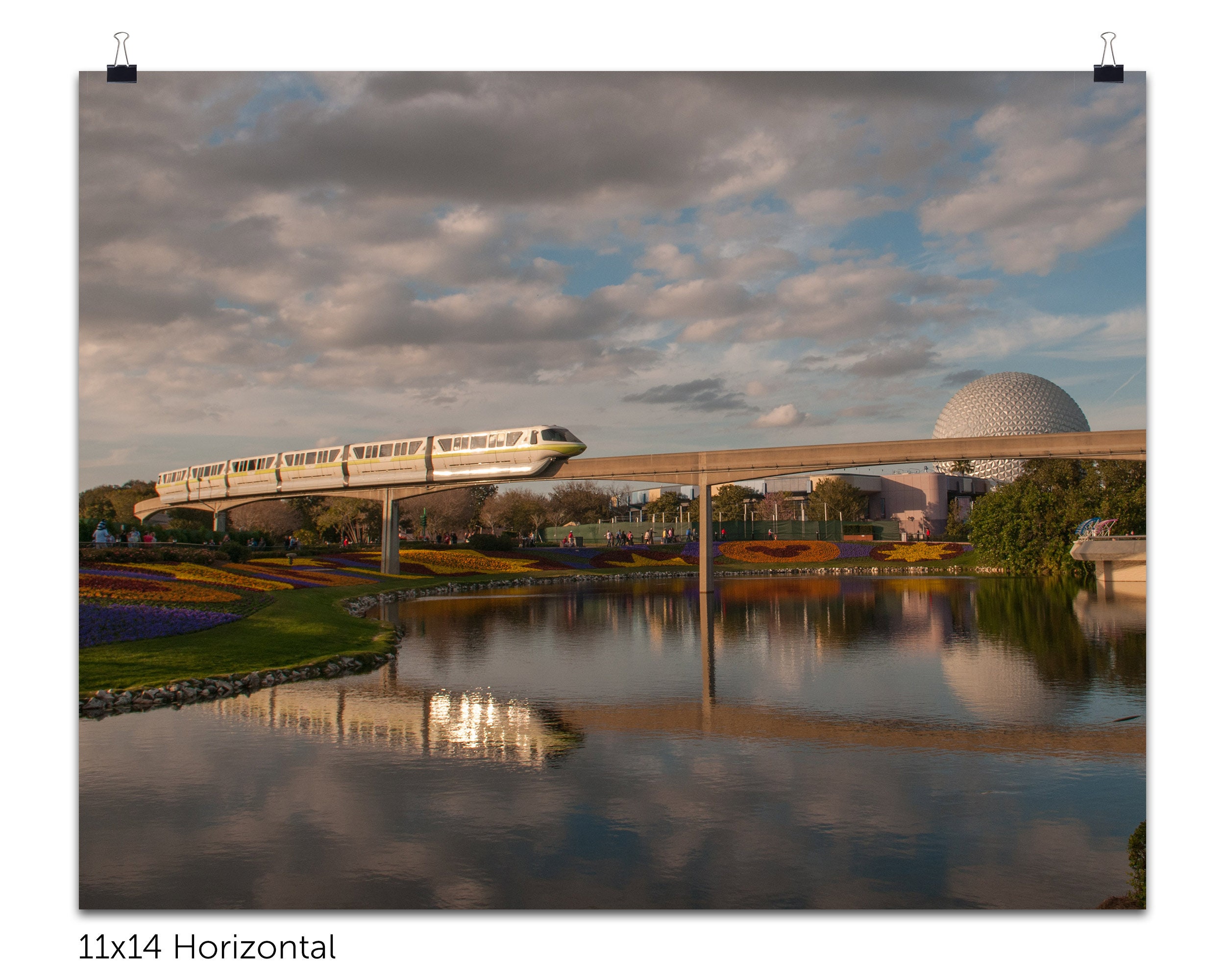 EPCOT Center Monorail and Spaceship Earth at Sunset - Etsy