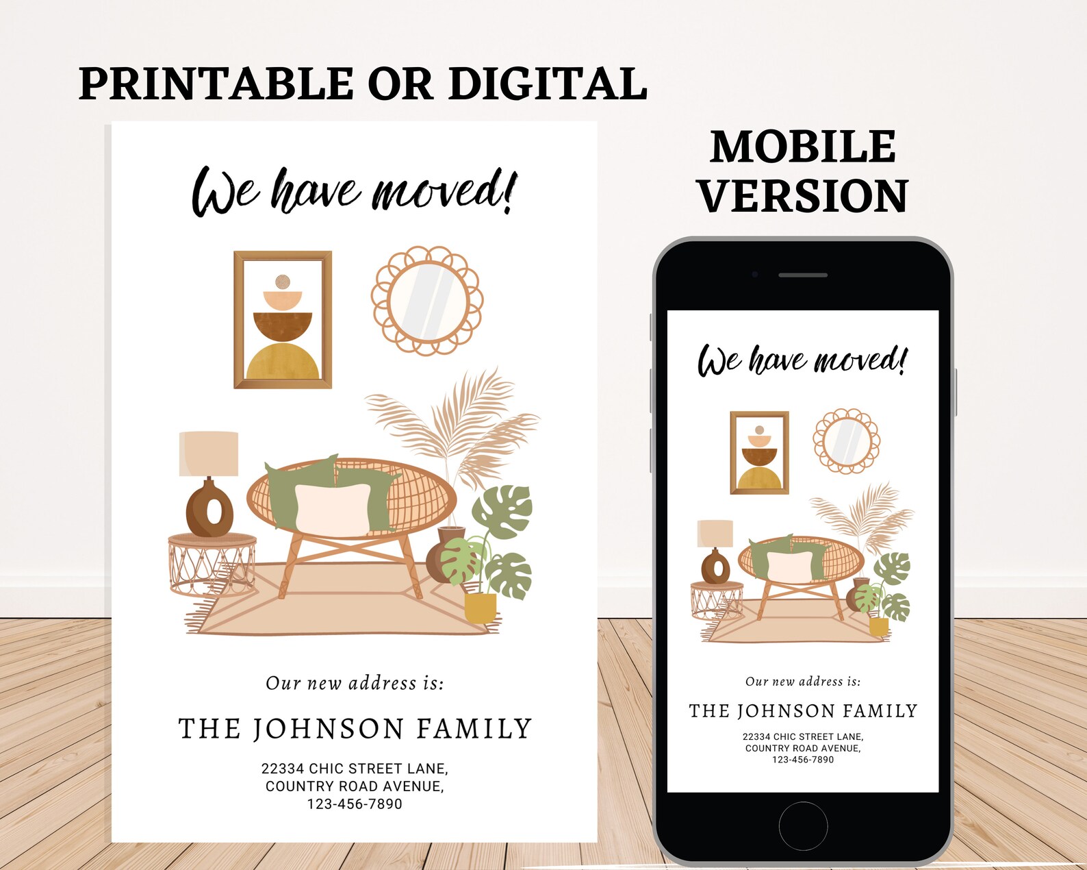 Electronic Moving House Announcement Card Boho Interior - Etsy