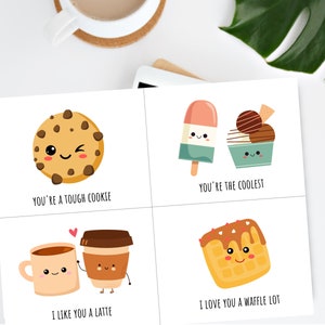 Friendship Food Pun Printable Cards, Tough Cookie, I Like You A Latte ...