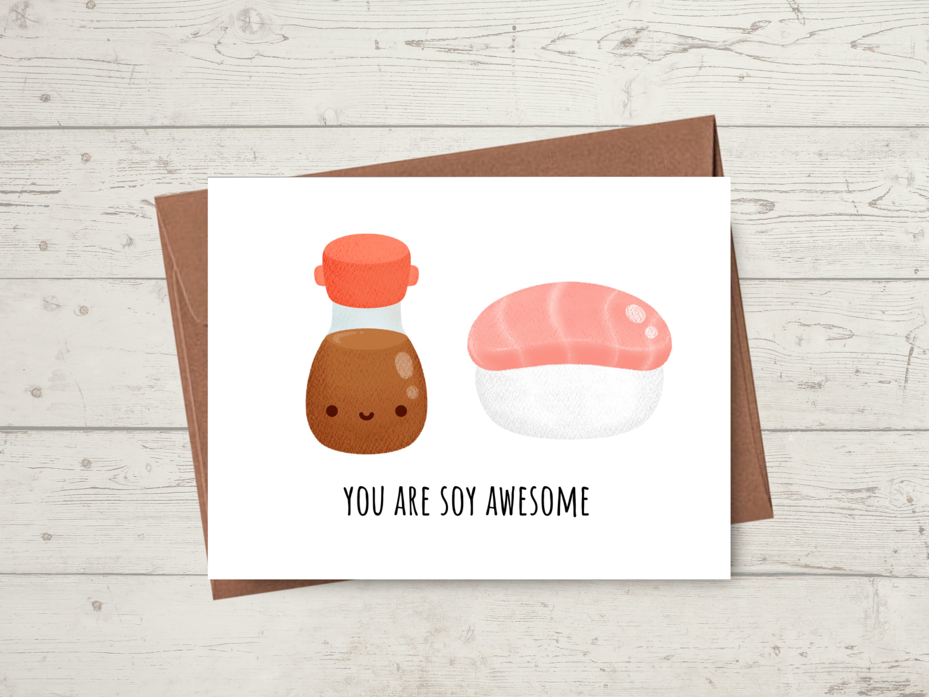 Cute Sushi Card, Kawaii Food Pun Printable Greeting Cards, Asian Food ...