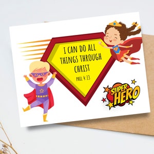 Superhero Bible Verses for Kids, Printable Bible Verse Cards, Christian ...