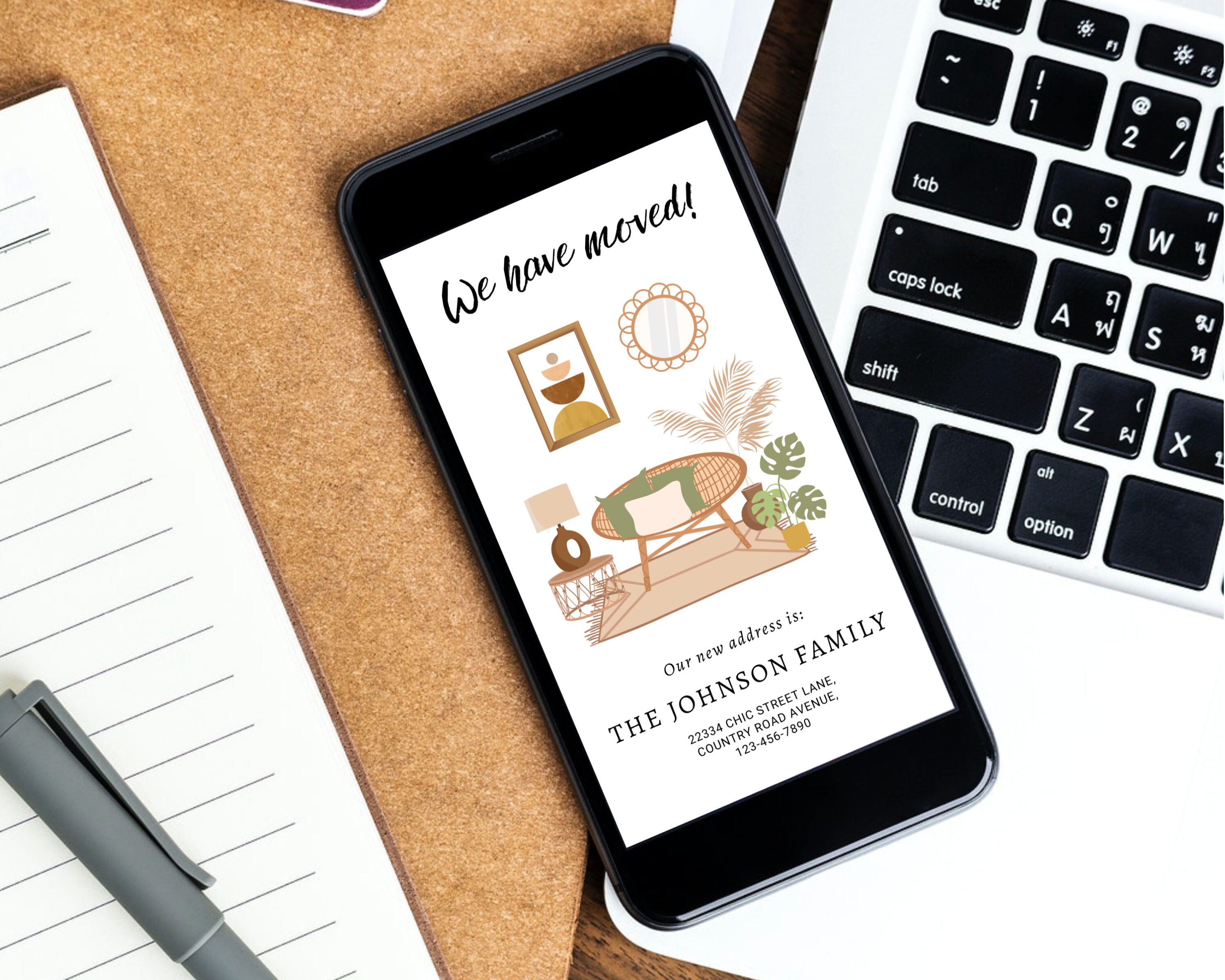 Electronic Moving House Announcement Card Boho Interior - Etsy