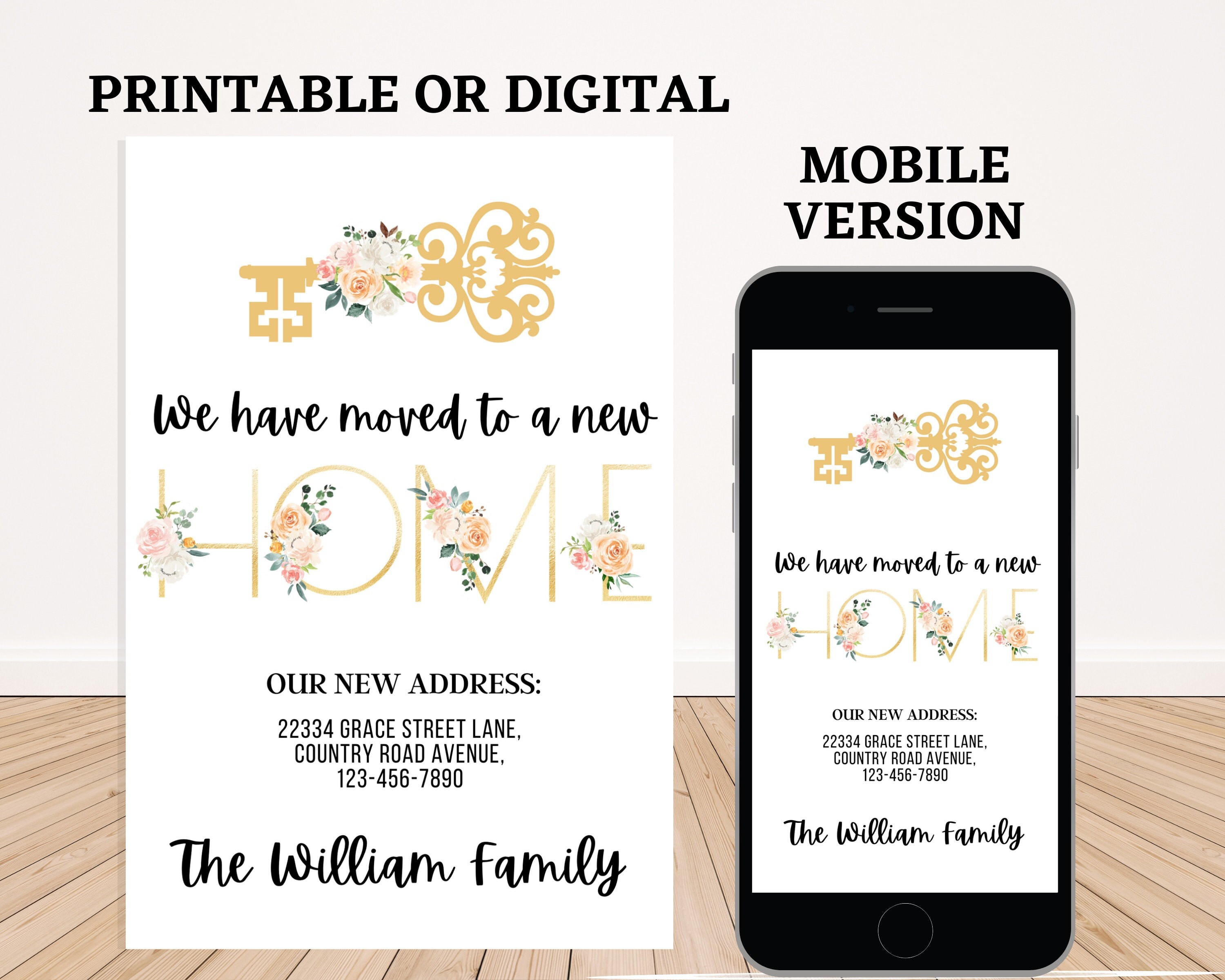 Moving Announcement Electronic Card Printable Address - Etsy