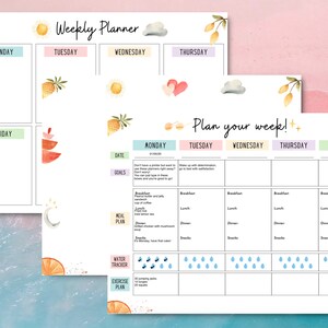 Colorful Weekly Planner, Weekly Planner Printable, Digital Download ...