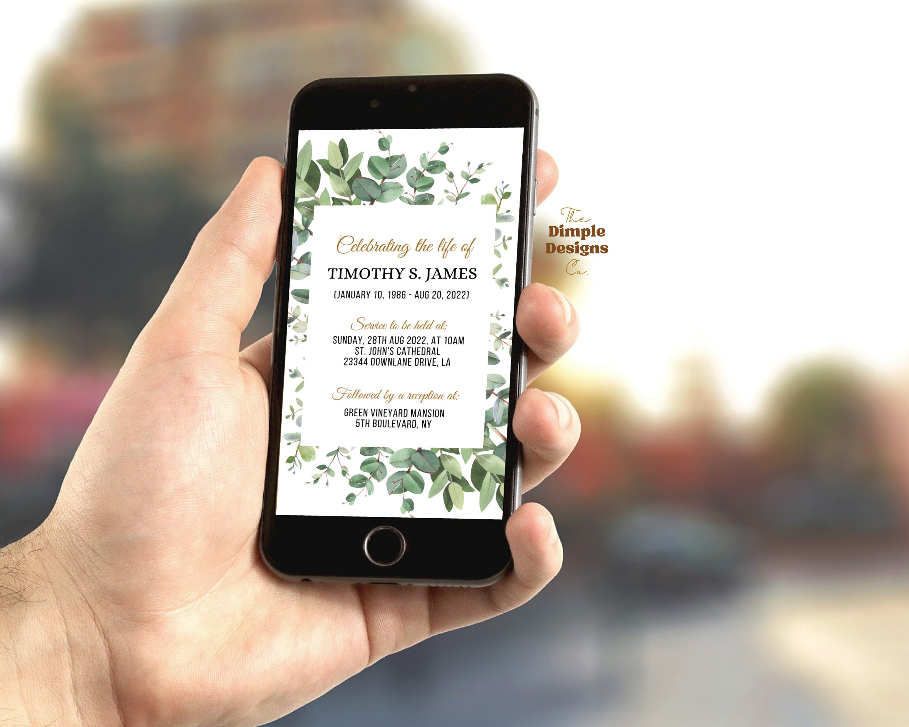 Celebration of Life Greenery Digital Invitation Editable - Etsy