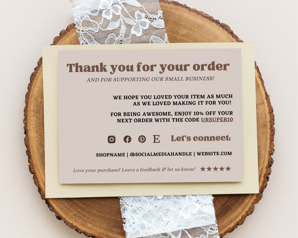 EDITABLE Neutral Business Thank You Card Printable Thanks for Your ...