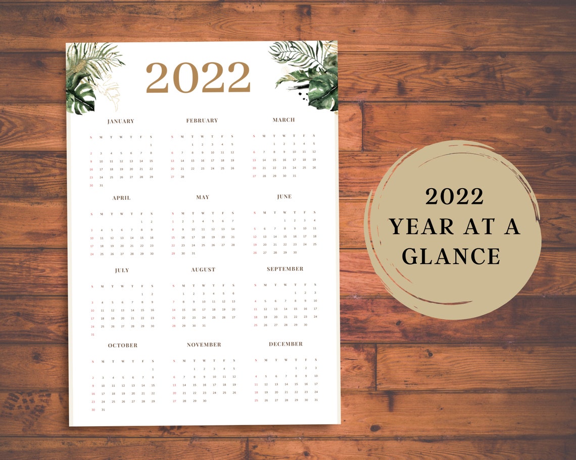 Minimal 2022 Calendar Printable Monthly Planner Instant | Etsy