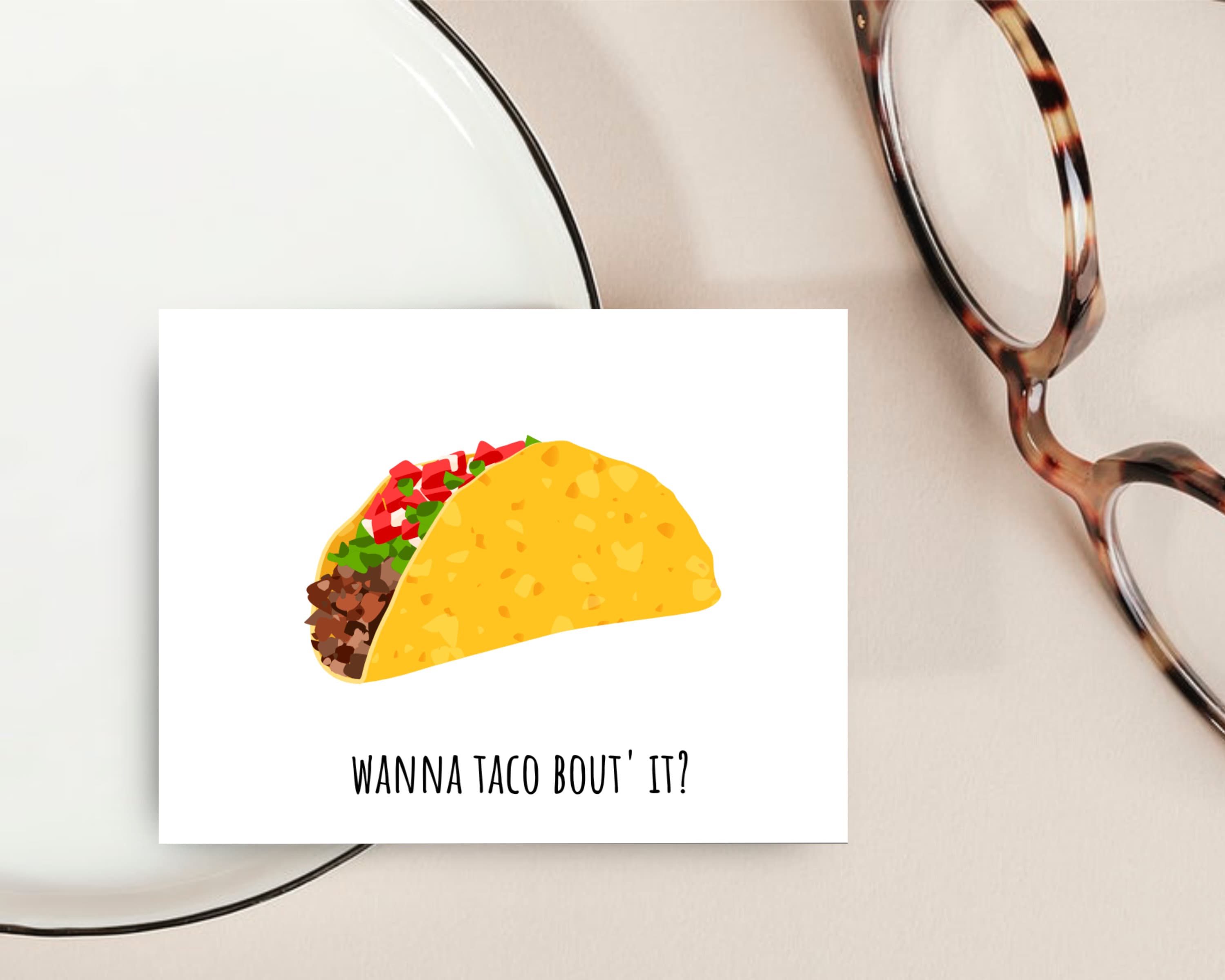 Food Pun Printable Greeting Card, Taco Bout It, Churr All I Need, Fries ...
