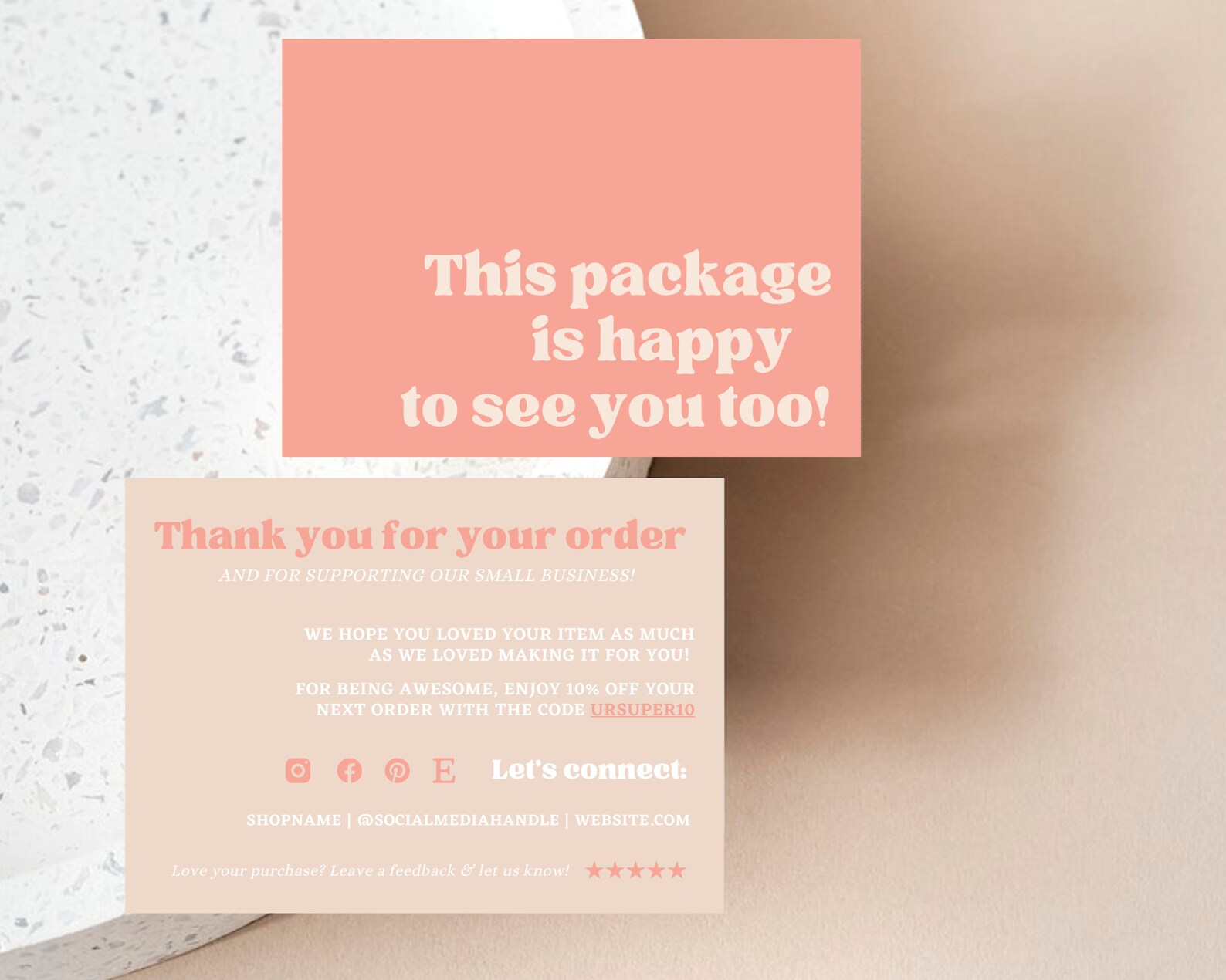 Editable Peach Business Thank You Card Template, Coral Printable Thanks ...