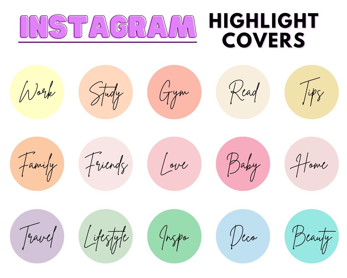 Instagram Pastel Highlight Covers, Editable Solid Cover Icons ...