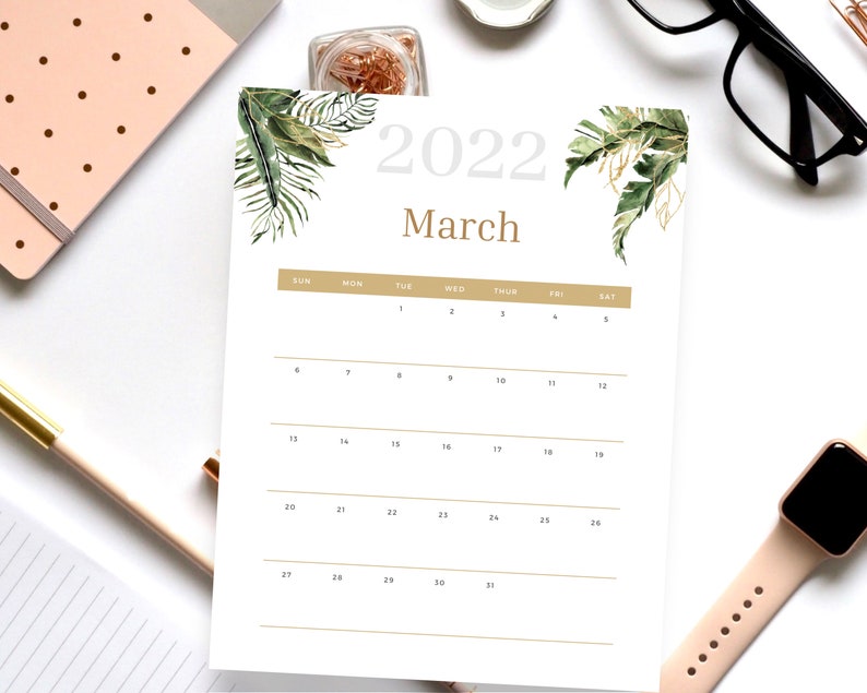 Minimal 2022 Calendar Printable Monthly Planner Instant | Etsy