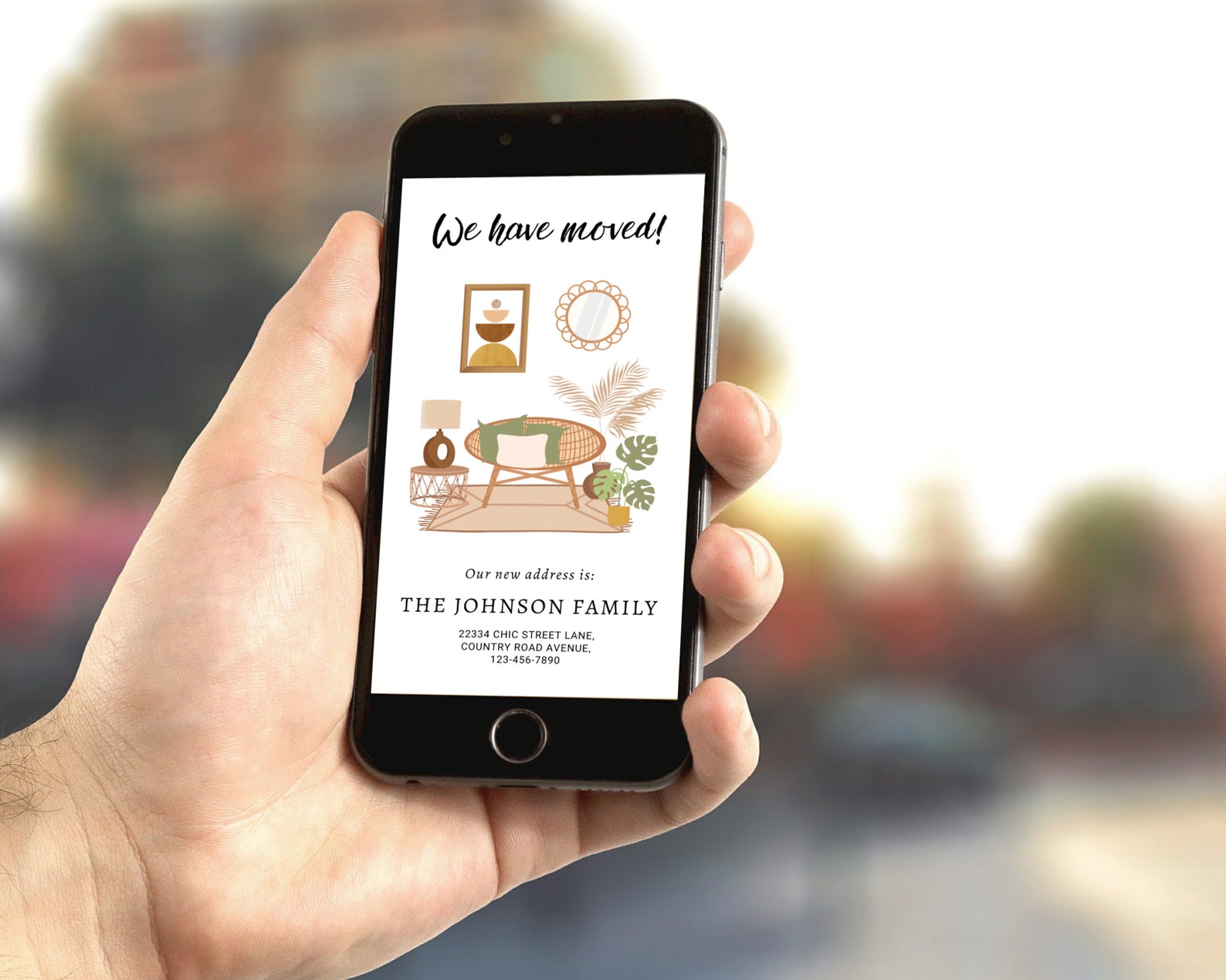 Electronic Moving House Announcement Card Boho Interior - Etsy