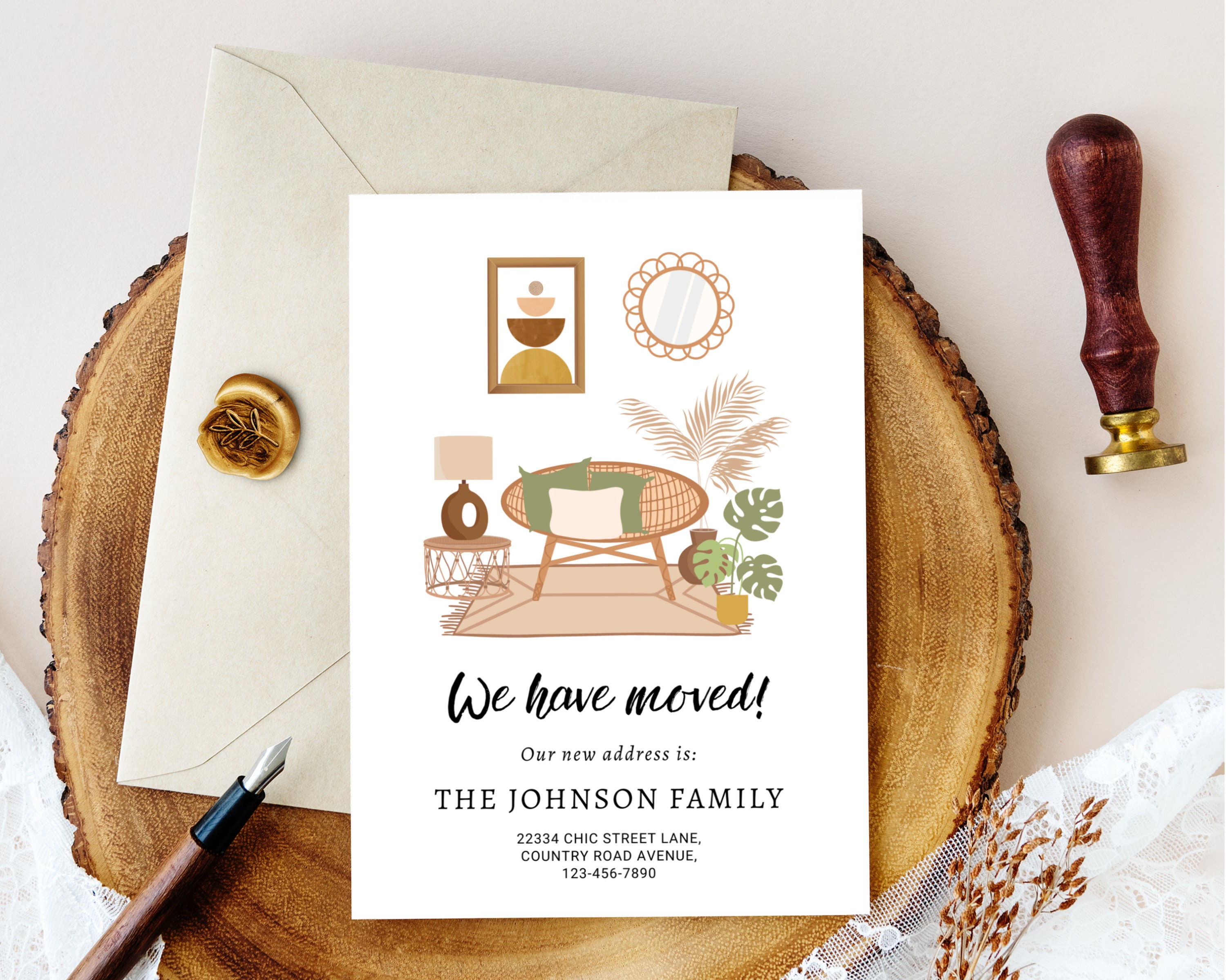 Electronic Moving House Announcement Card Boho Interior - Etsy