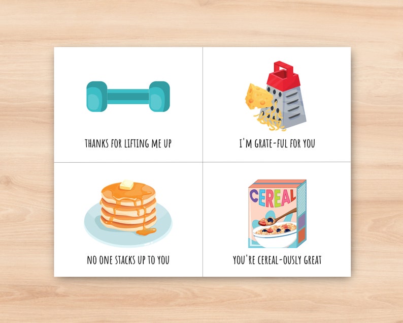 Cute Pun Greeting Cards, Pancake Cereal Grate-ful Pun Card, Best ...